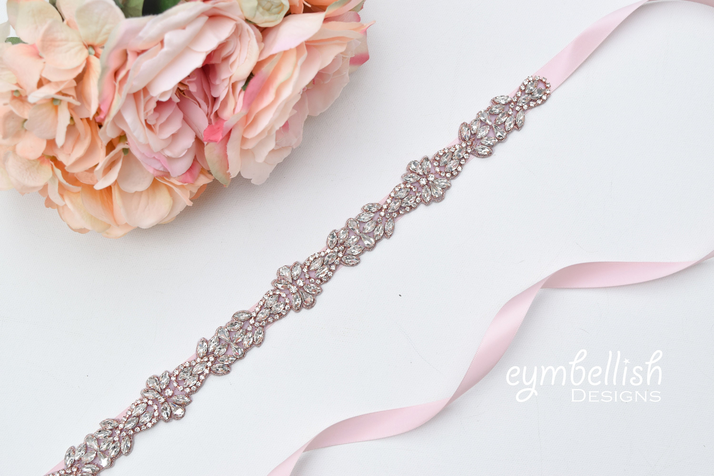 Bridal Belt Rhinestone Wedding Belt Rose Gold Bridal Sash | Etsy