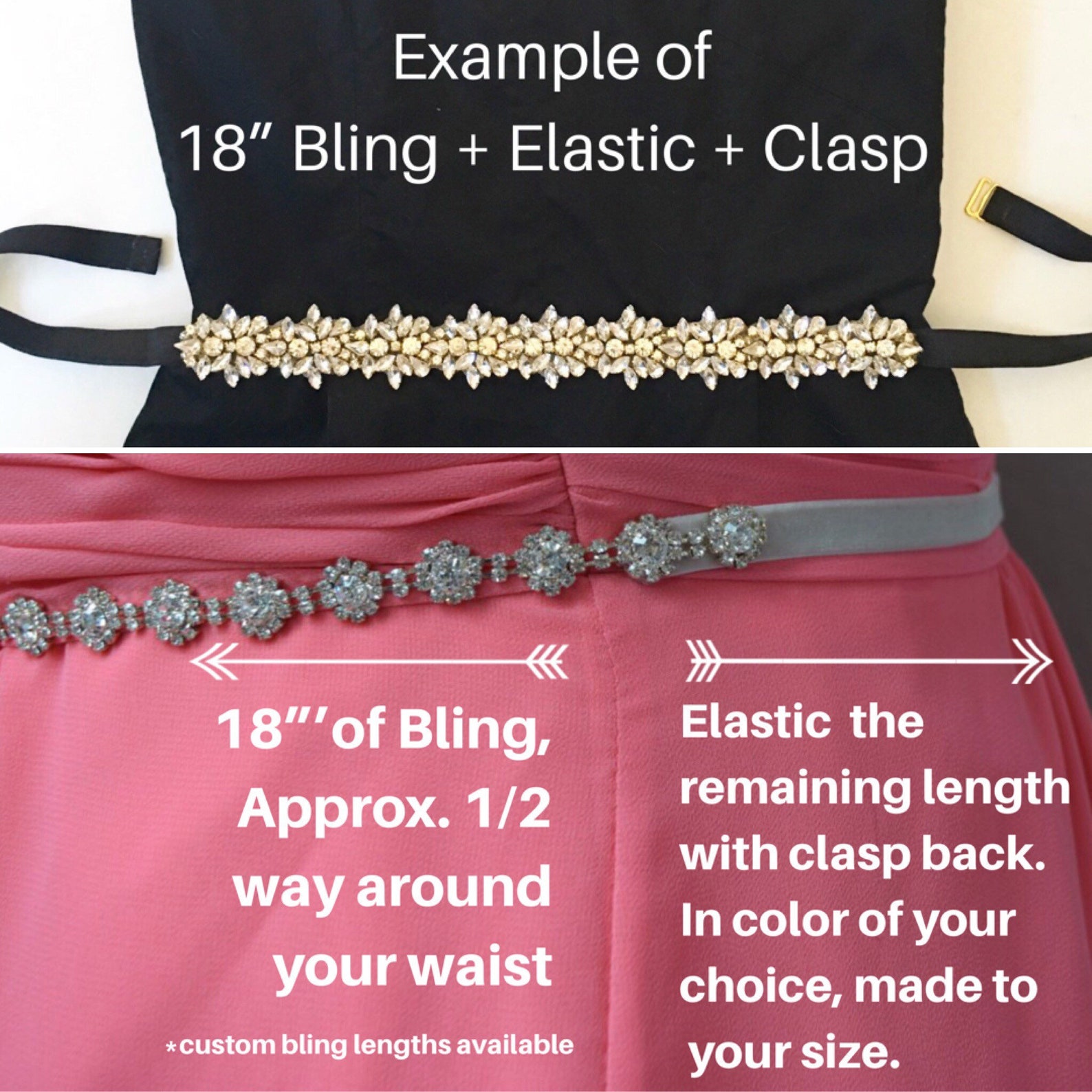 Fitted Rose Gold Thin Bridal Belt With Elastic Clasp, Bridal Sash ...