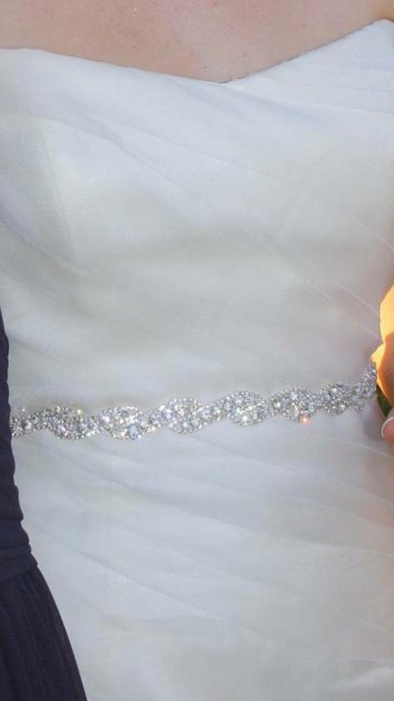 Thin Crystal Rhinestone Belt With Clasp Full Length Bridal | Etsy