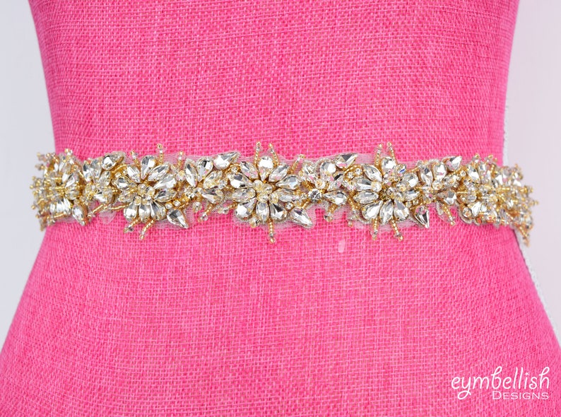 Full Length Rose Gold Rhinestone Bridal Belt- All the Way Around ...
