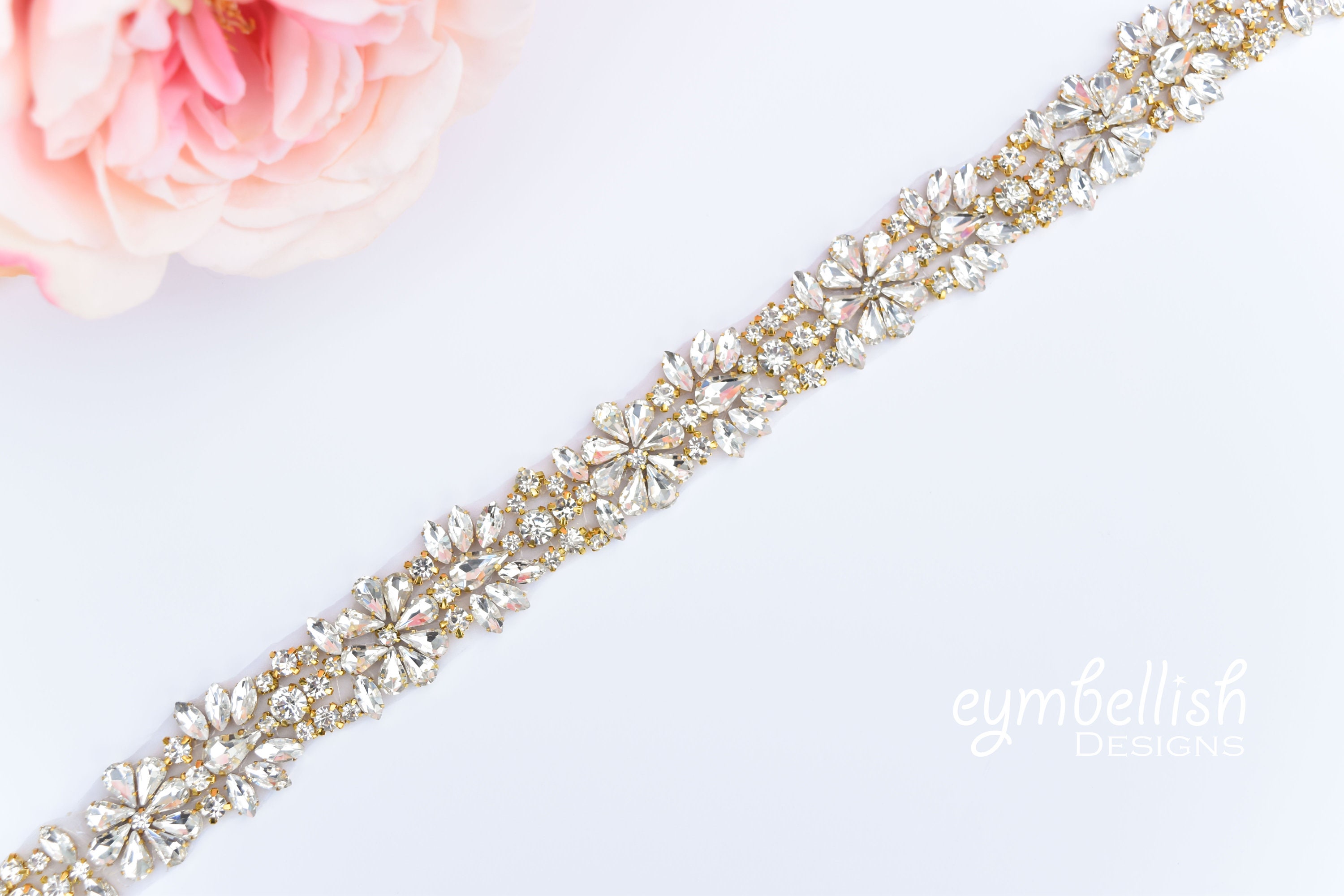 Full Length Gold Rhinestone Bridal Belt All the Way Around | Etsy