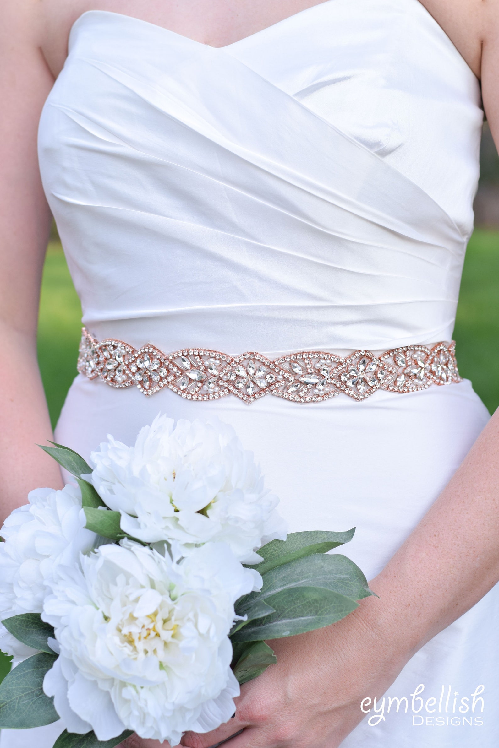 Rose Gold Bridal Belt With Clasp All the Way Around - Etsy