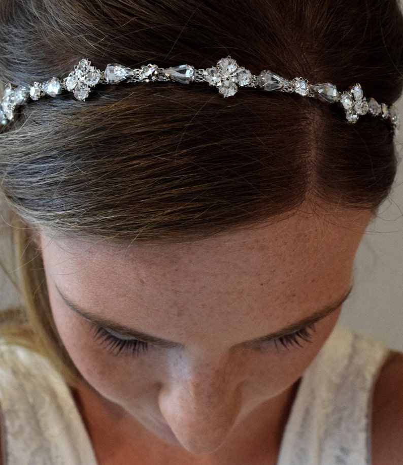 Thin Crystal Rhinestone Hair Band Bridal Headband Bridal Etsy