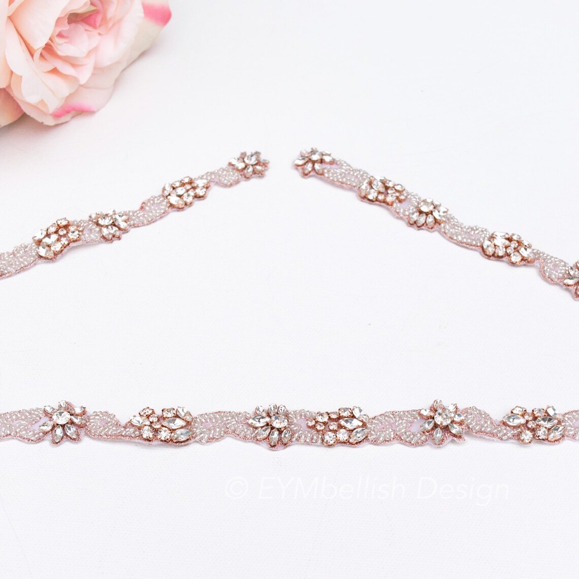 Rose Gold Crystal Rhinestone Bridal Belt – Champagne Wedding Sash With ...