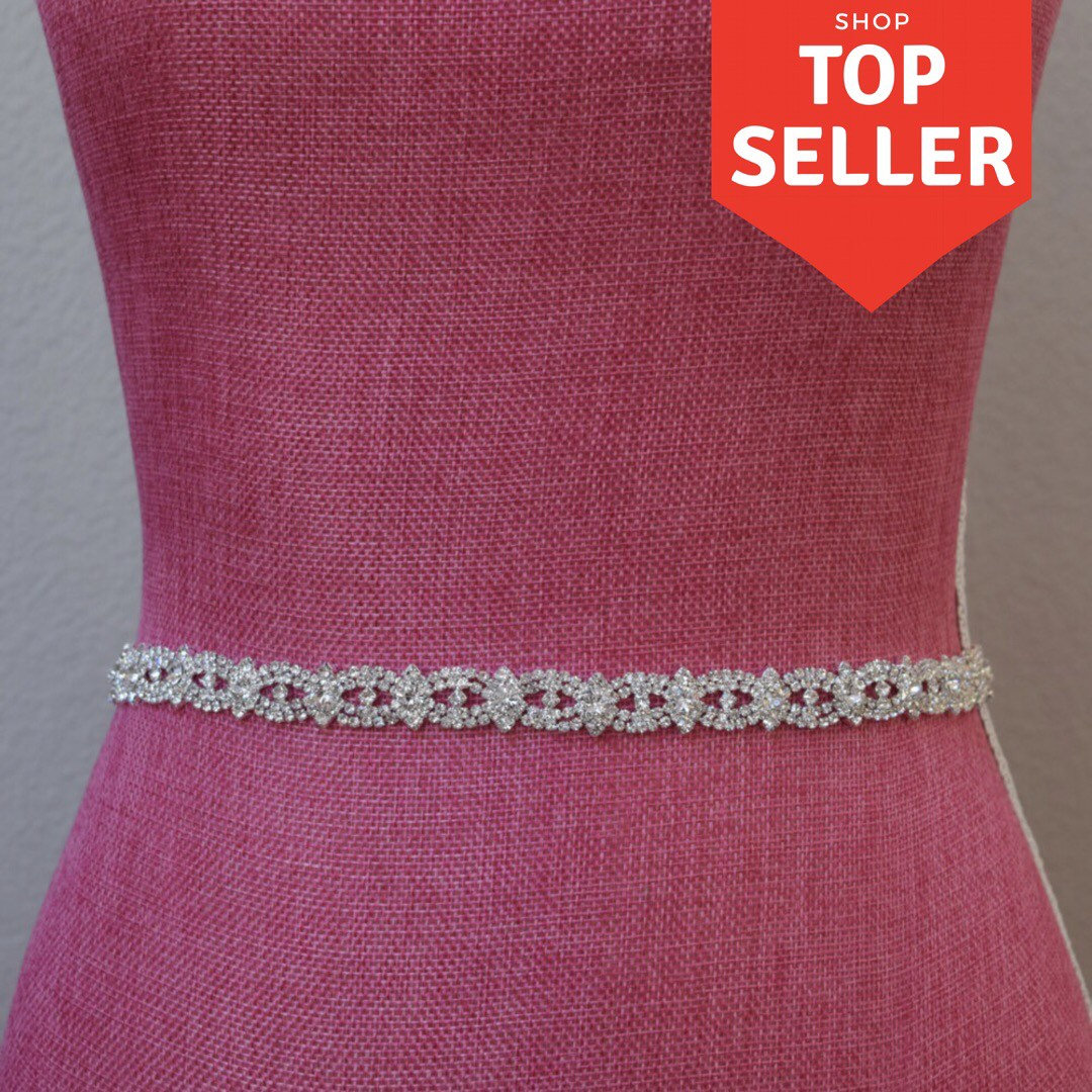Thin Crystal Rhinestone Belt Bridal Belt Rhinestone Hair | Etsy