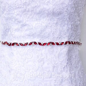 Red Bridal Belt- Rhinestone Bridal Belt in Red- Ruby Bridesmaids Belt ...
