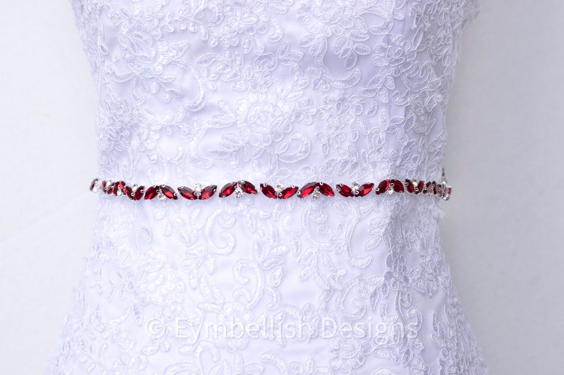 Red Bridal Belt Rhinestone Bridal Belt in Green Ruby - Etsy