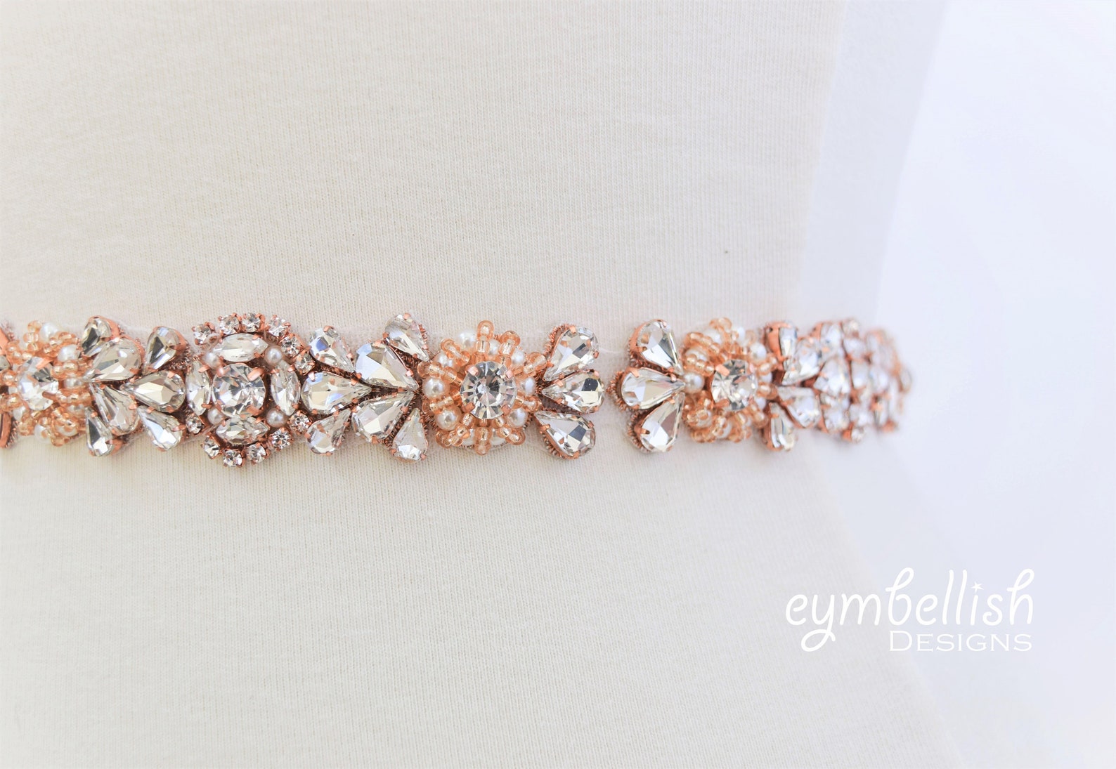 Full Length Rose Gold Pearl Bridal Belt All the Way Around | Etsy