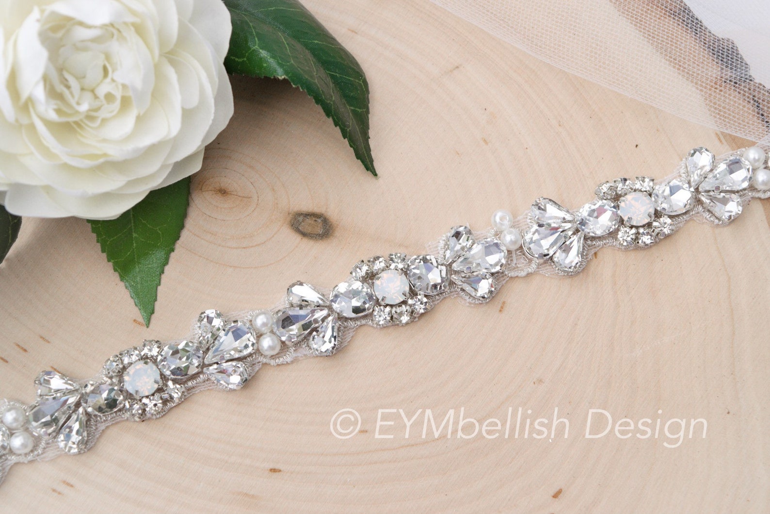 Opal Bridal Belt With Elastic Clasp, Fitted Bridal Sash, Wedding Belt ...