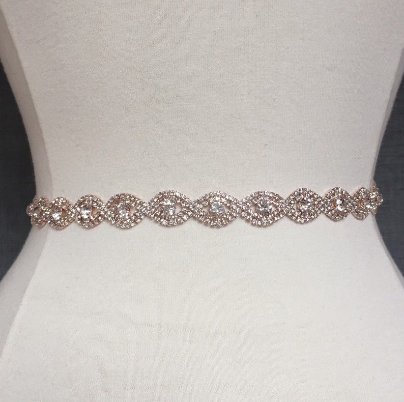 Rose Gold Bridal Belt With Clasp Closure-thin Rhinestone Bridal Belt ...