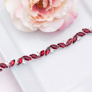 Red Bridal Belt- Rhinestone Bridal Belt in Red- Ruby Bridesmaids Belt ...