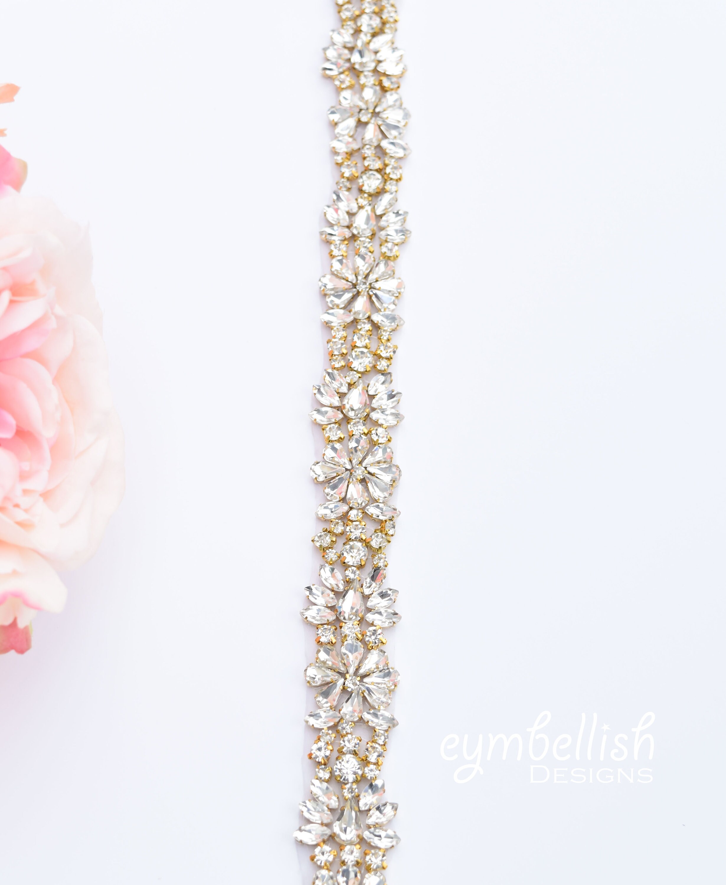 Full Length Gold Rhinestone Bridal Belt All the Way Around | Etsy