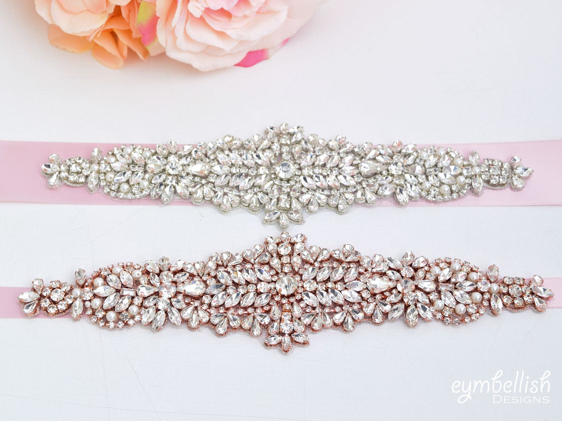 Rose Gold Bridal Belt-rose Gold Rhinestone Sash-rhinestone - Etsy