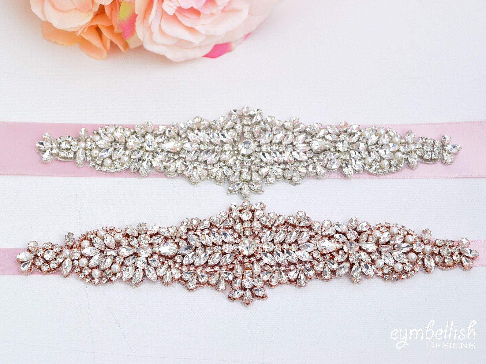 Rose Gold Bridal Belt-rose Gold Rhinestone Sash-rhinestone - Etsy