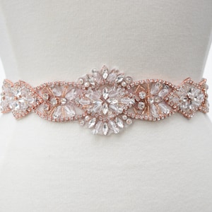Full Length Rose Gold Belt With Clasp- Rose Gold Bridal Belt- Champagne ...