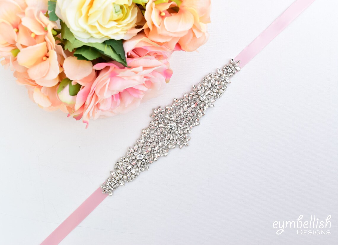 Silver Bridal Belt Rhinestone Sash Rhinestone Belts and | Etsy