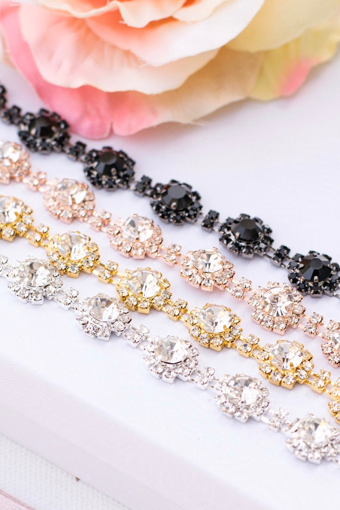 Thin Gold Crystal Rhinestone Belt With Clasp Hook Full Length - Etsy