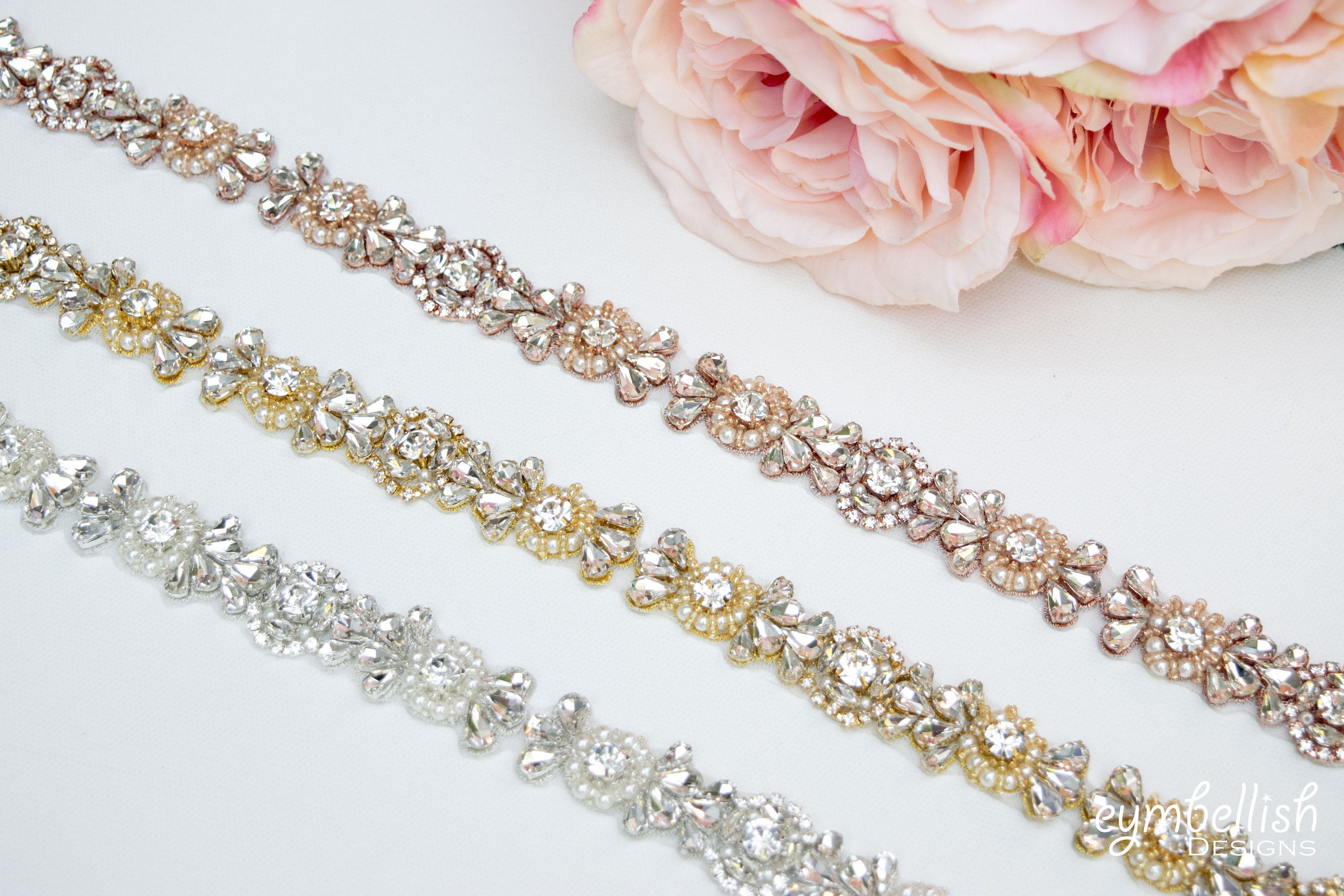 Gold Full Length Rhinestone Bridal Belt- All the Way Around With Clasp ...