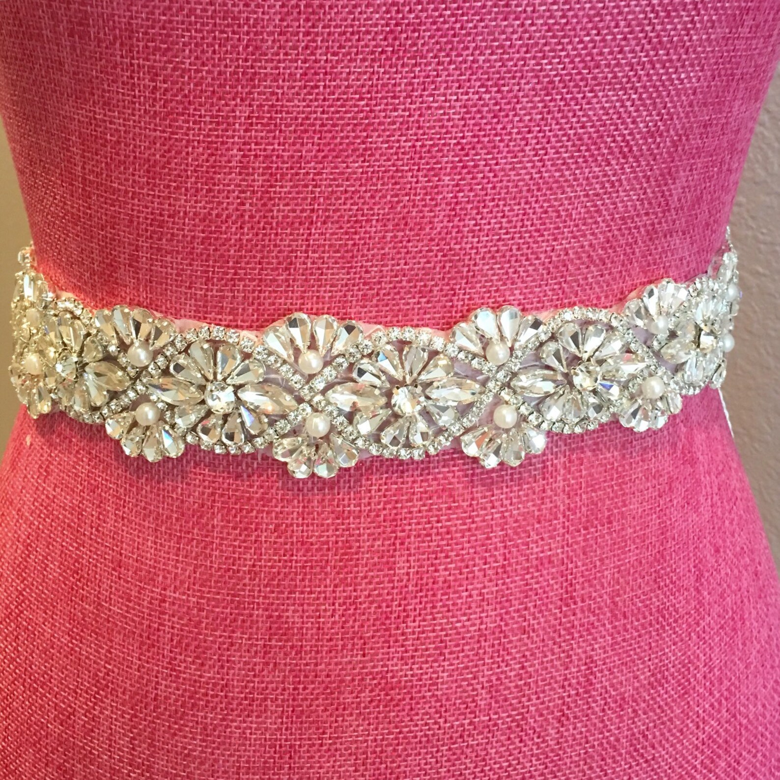 Full Length Crystal Rhinestone and Pearl Bridal Belt All the | Etsy