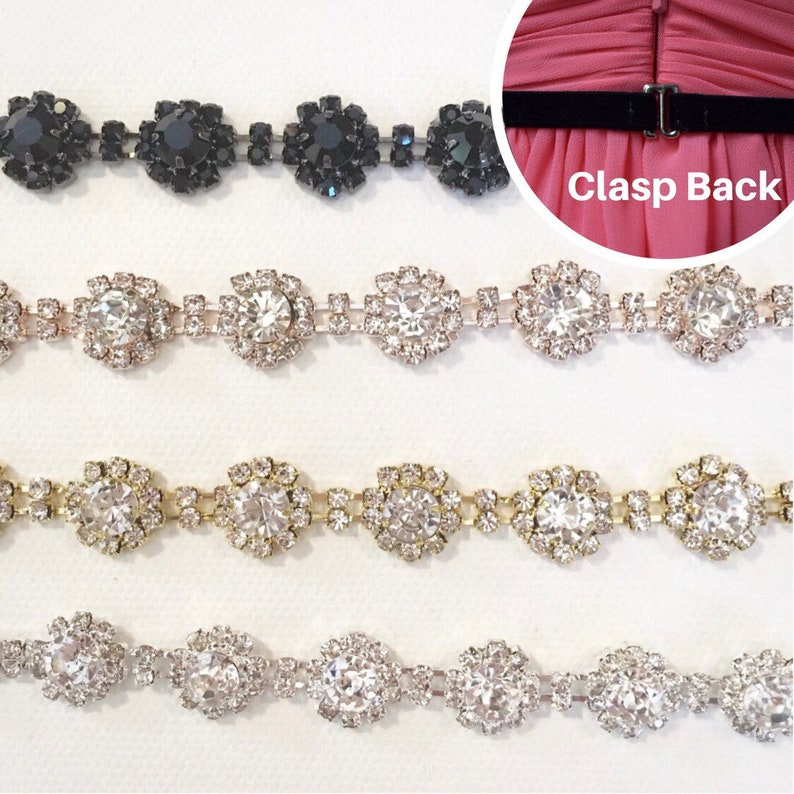 Thin Silver Bridal Belt With Elastic Clasp Fitted Bridal | Etsy