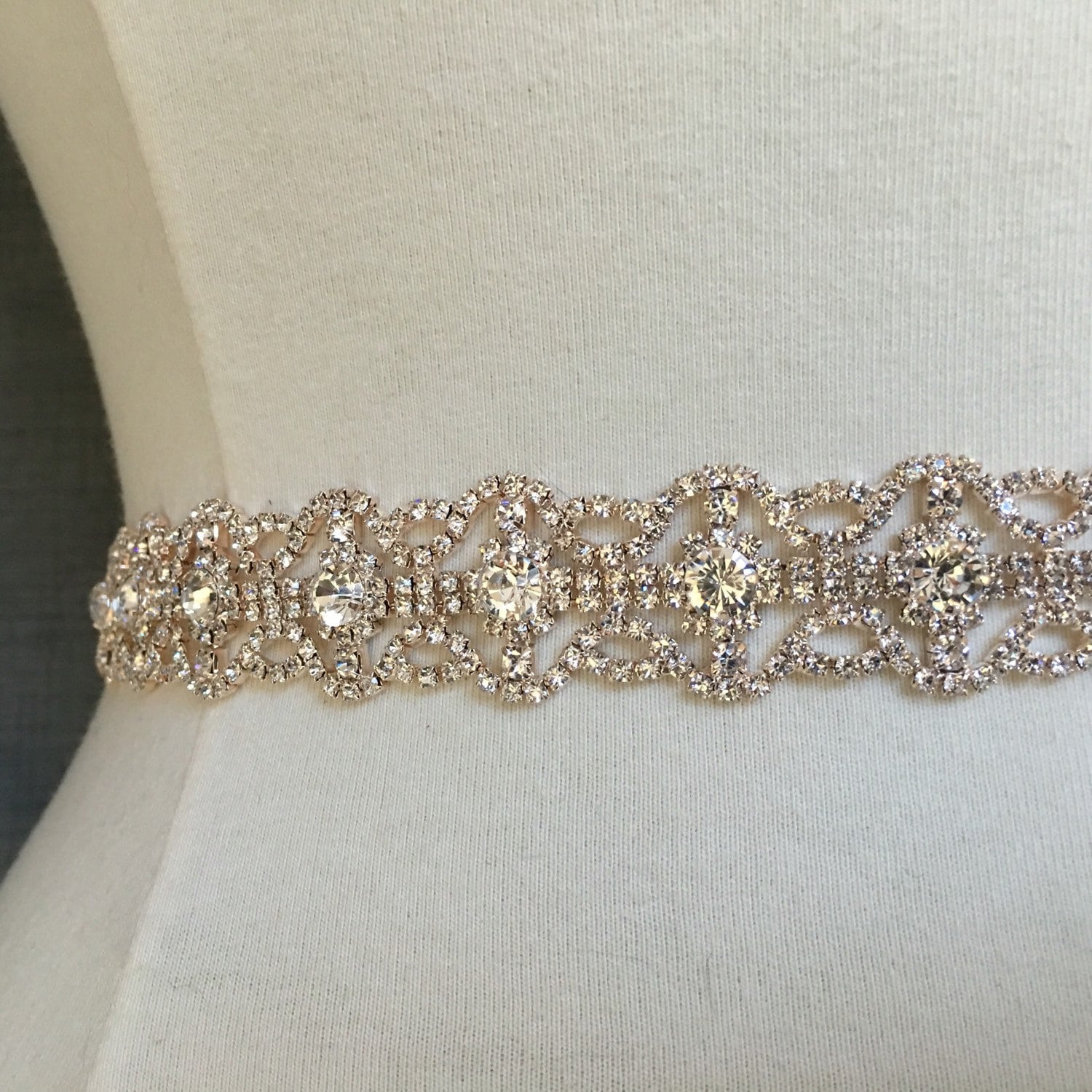 Thin Rose Gold Crystal Rhinestone Belt Rose Gold Bridal Belt - Etsy