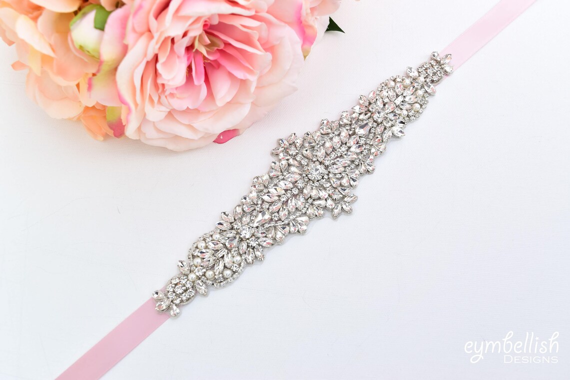 Silver Bridal Belt Rhinestone Sash Rhinestone Belts and - Etsy