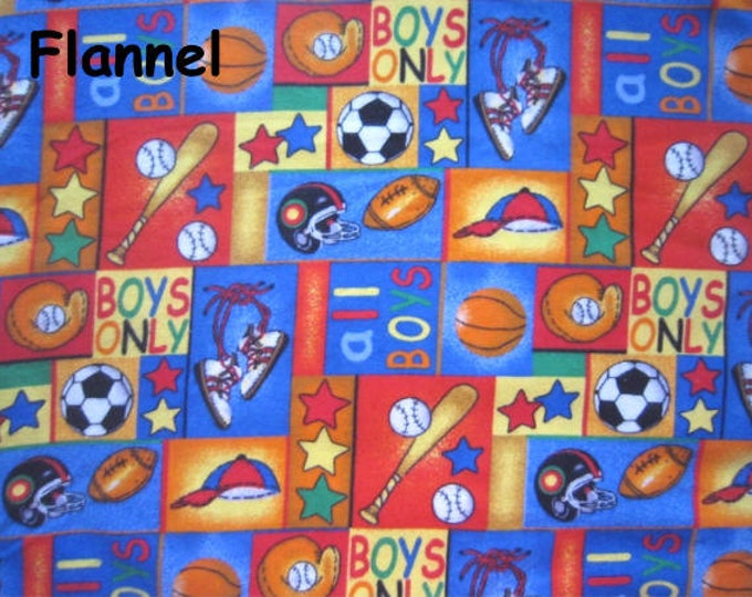 Boys Only Sports Flannel Fabric Beth Ann Bruske for David Textiles 1 ...