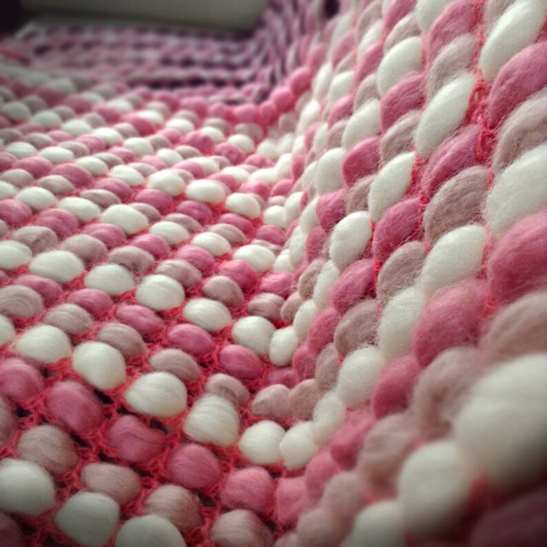 Pink Chunky Knit Throw Merino Wool Throw Luxury Bedding for - Etsy
