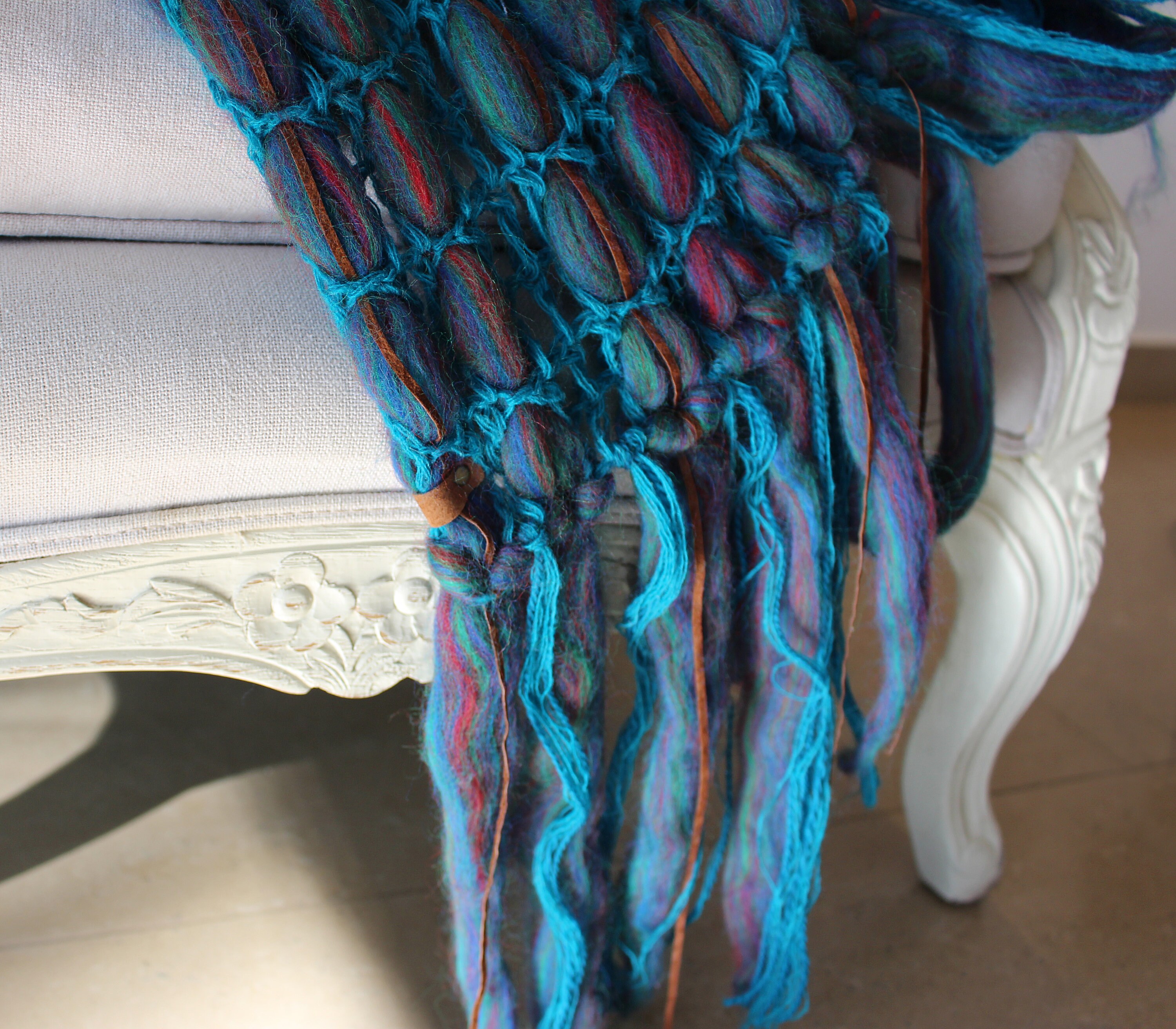Blue Crochet Throw Blanket Housewarming Gift for Rustic Decor - Etsy