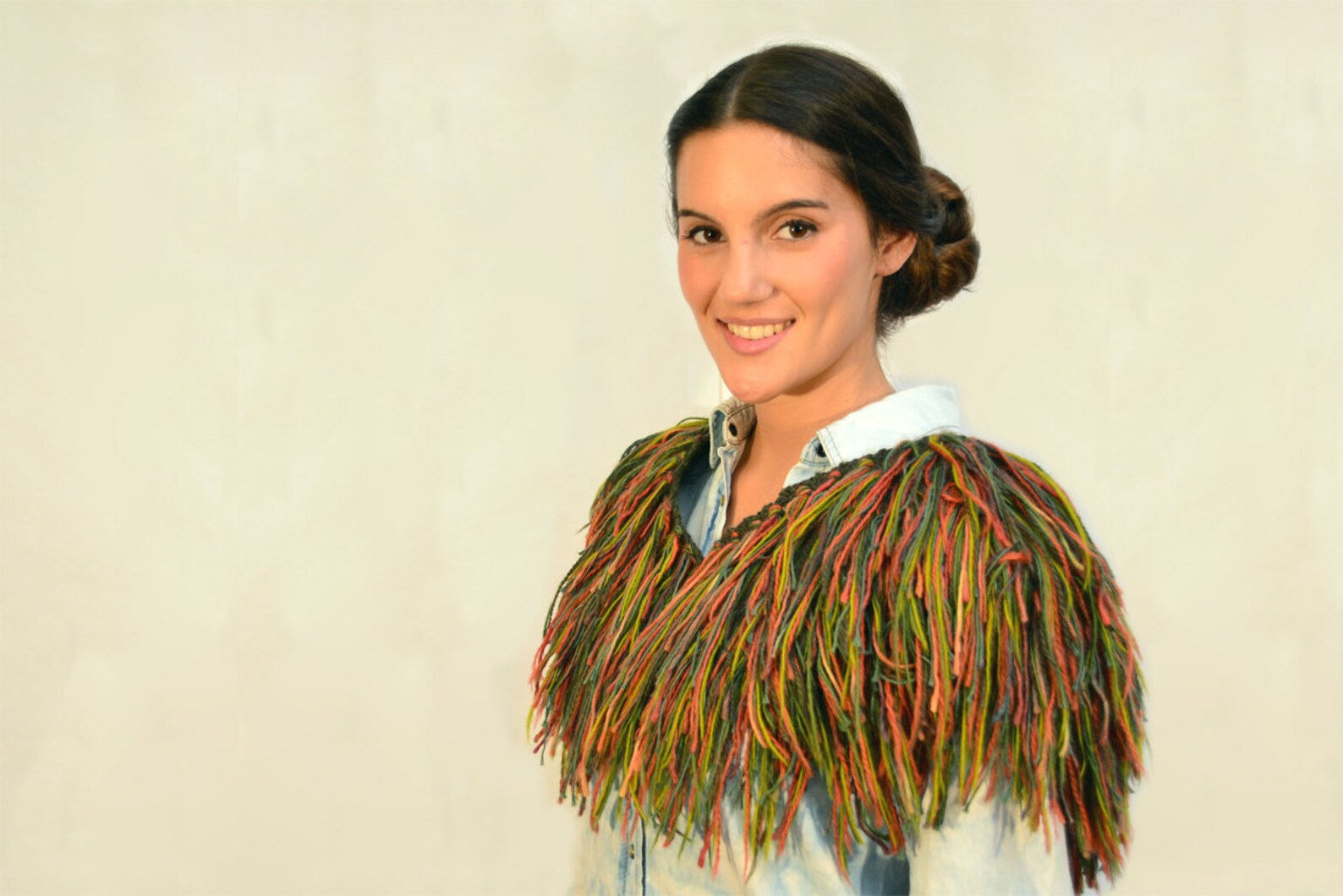 Wool Infinity Scarf Fringes Shawl Wool Fringe Scarf Unique - Etsy