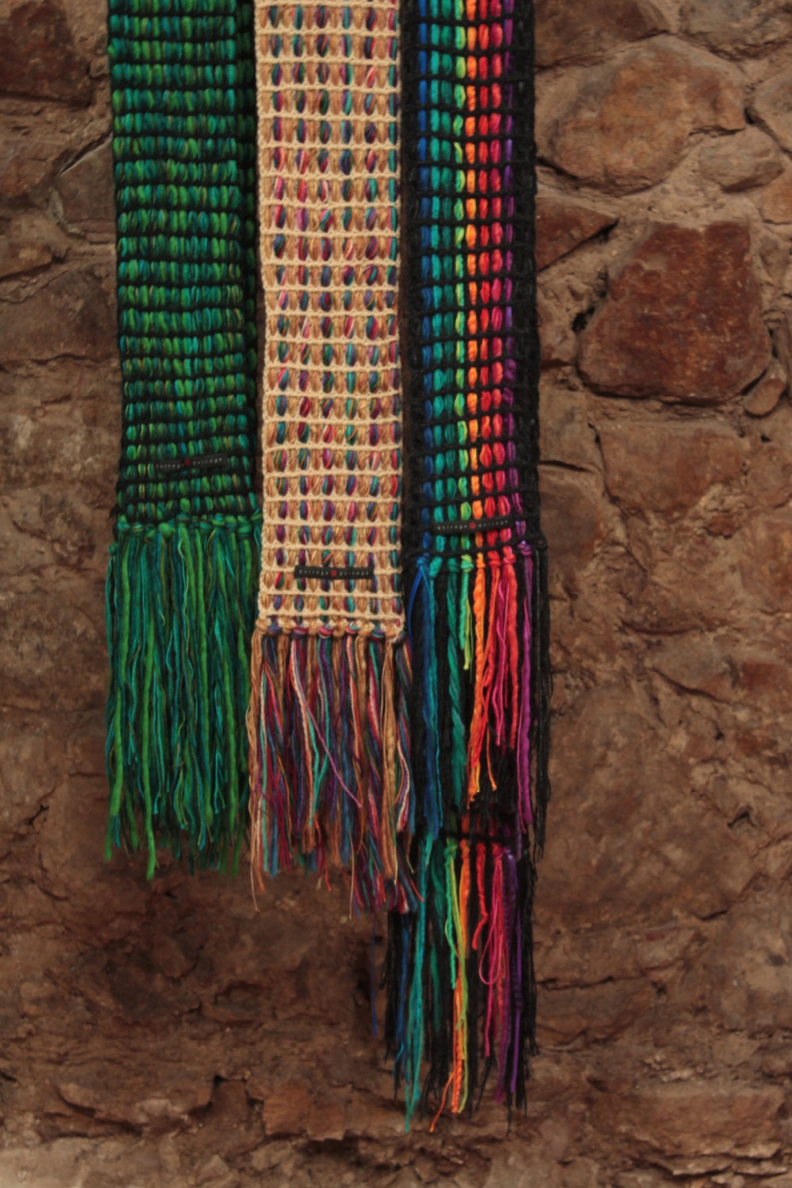 Multicolor Scarf Pure Wool Crochet-knitted With Intertwined - Etsy