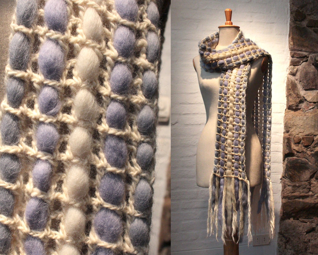 Pure Wool Scarf, Chunky Knit Scarf, Soft Shawl, Chunky Scarf, Gray and ...