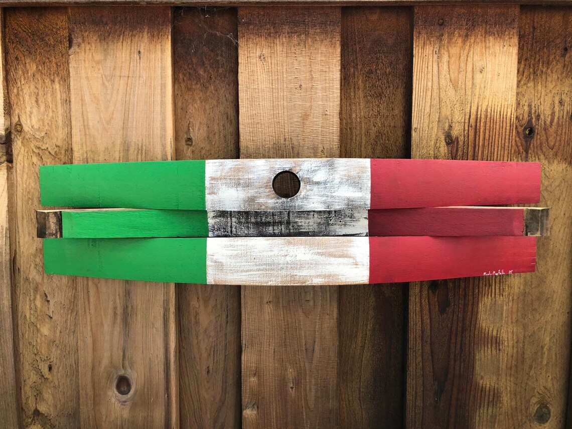 Italy Wine Barrel Flag Wall Art Wine Lovers Gift Wood | Etsy