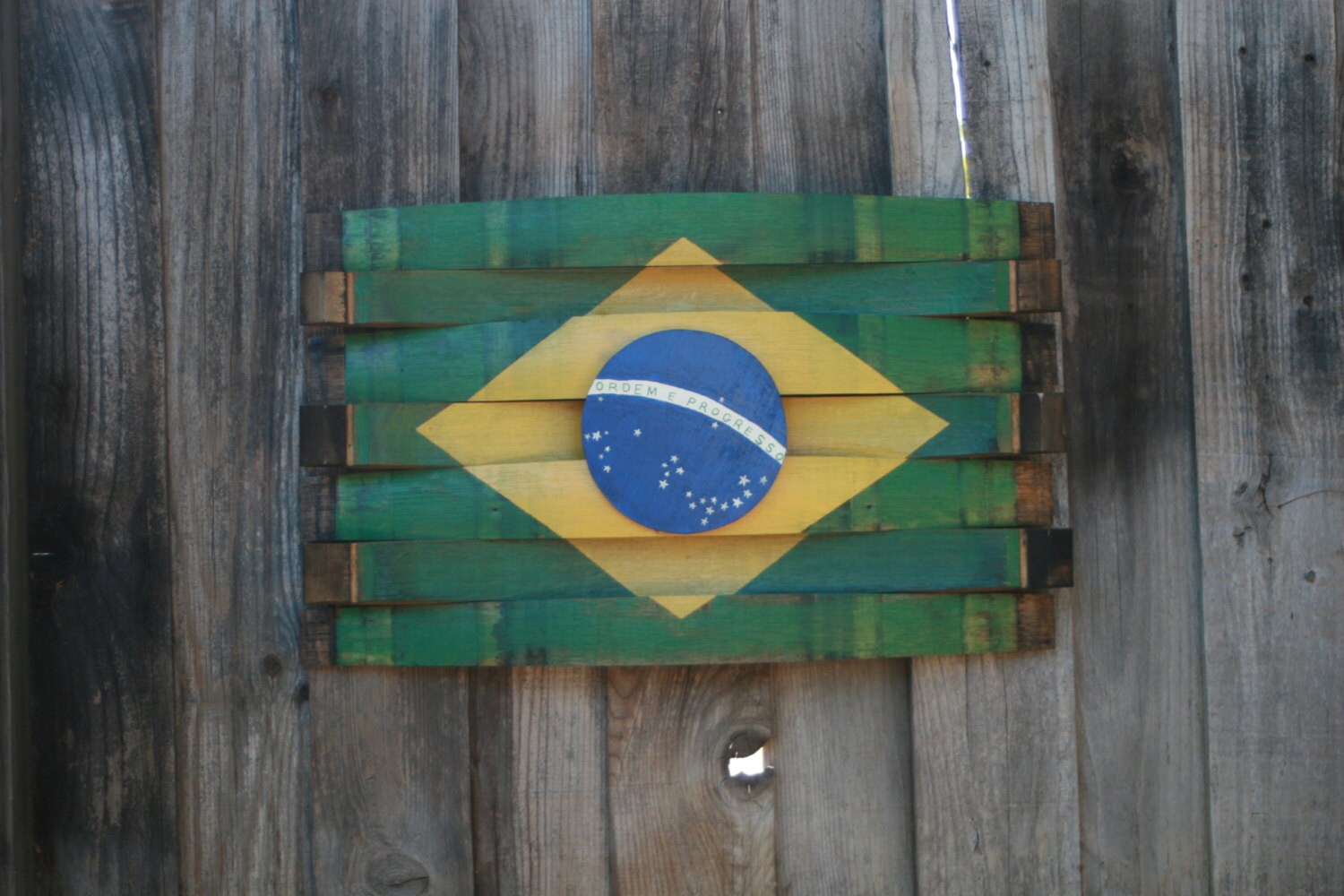 Wood Brazil Flag Oak Barrel Brazil Flag Wood Sculpture - Etsy
