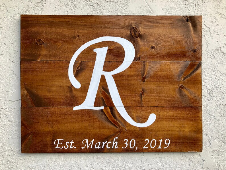 Established Date Wall Hang Family Initial Sign Wood Plank - Etsy