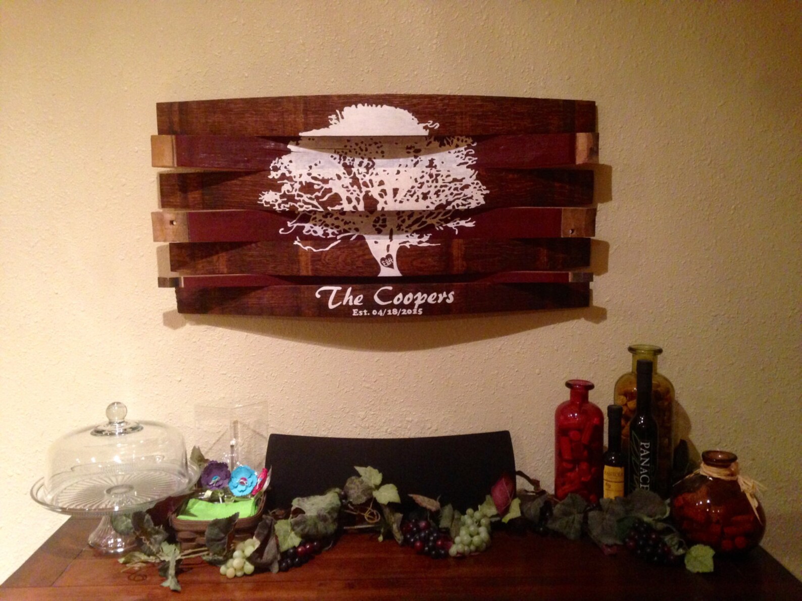 Wine Barrel Oak Tree Wall Art Oak Tree Painting Wine - Etsy