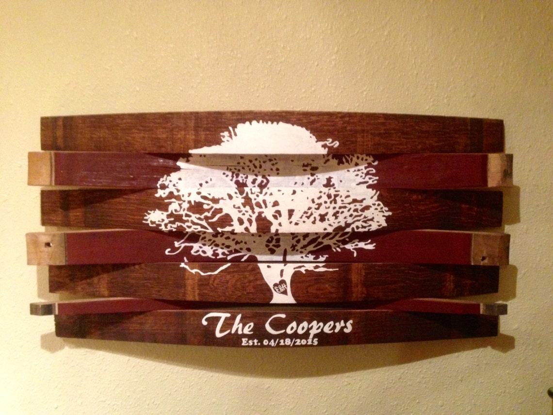 Wine Barrel Oak Tree Wall Art Oak Tree Painting Wine - Etsy