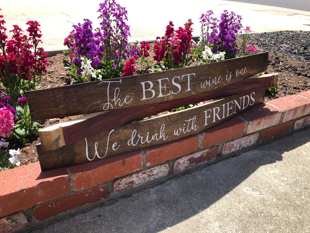 Wine Barrel Sign - Best Friends - Wood Wall Hang - Wine Lovers Gift ...