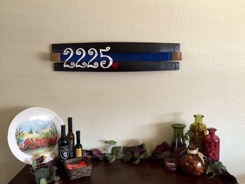 Personalized Wine Barrel Thin Blue Line Wall Hang Decor Wood - Etsy