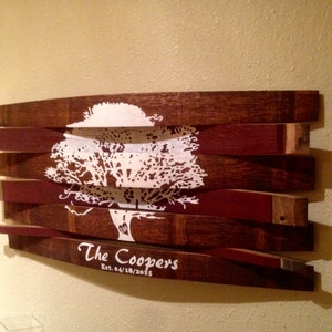 Wine Barrel Oak Tree Wall Art - Oak Tree Painting - Wine Barrel - Wood ...