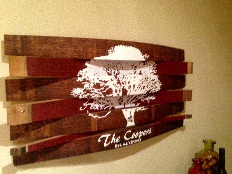 Wine Barrel Oak Tree Wall Art Oak Tree Painting Wine - Etsy