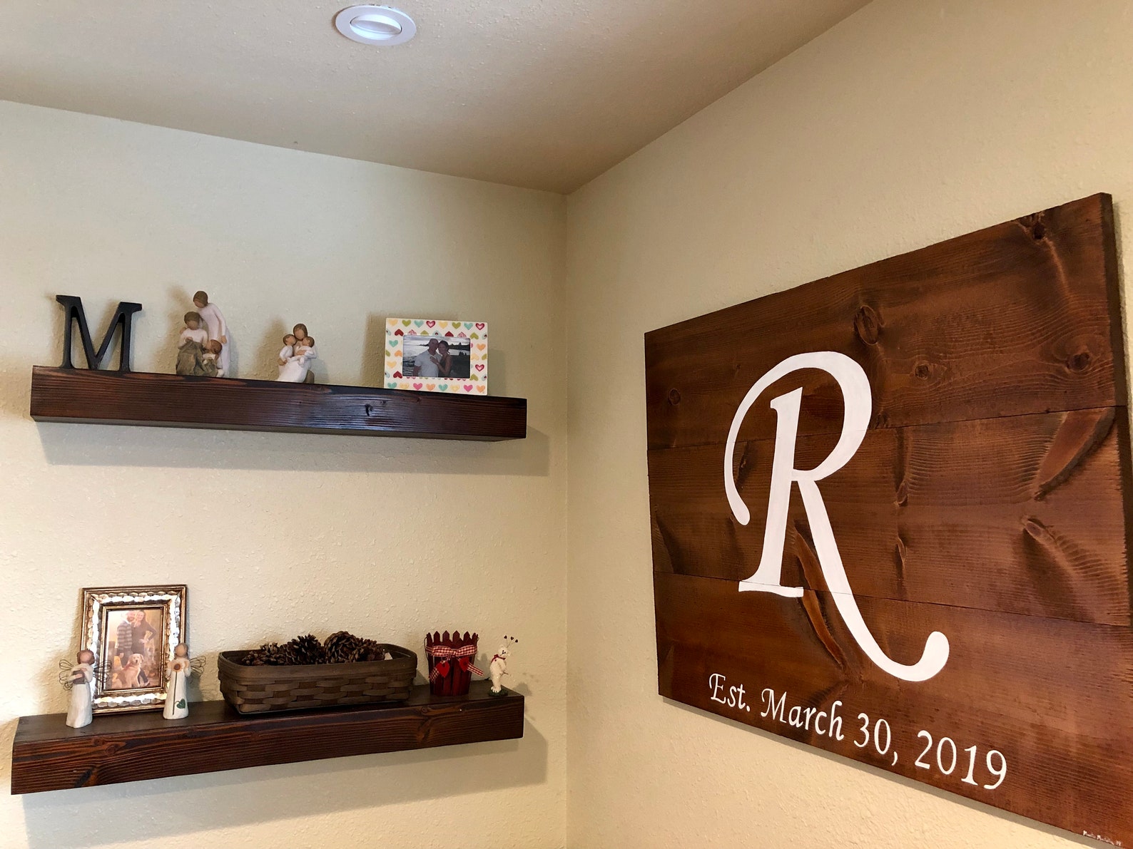 Established Date Wall Hang Family Initial Sign Wood Plank - Etsy