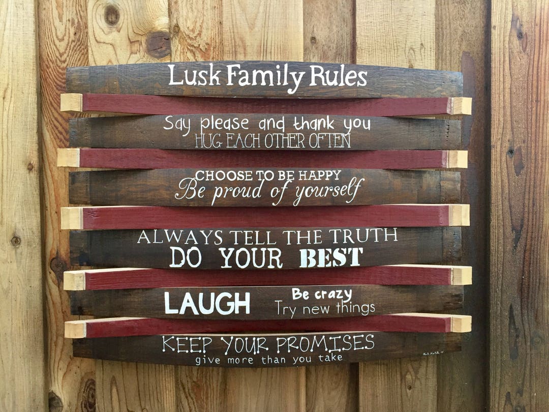 Family Rules Sign - Family Rules - Wood Sign - Wine Lover Gift - House ...