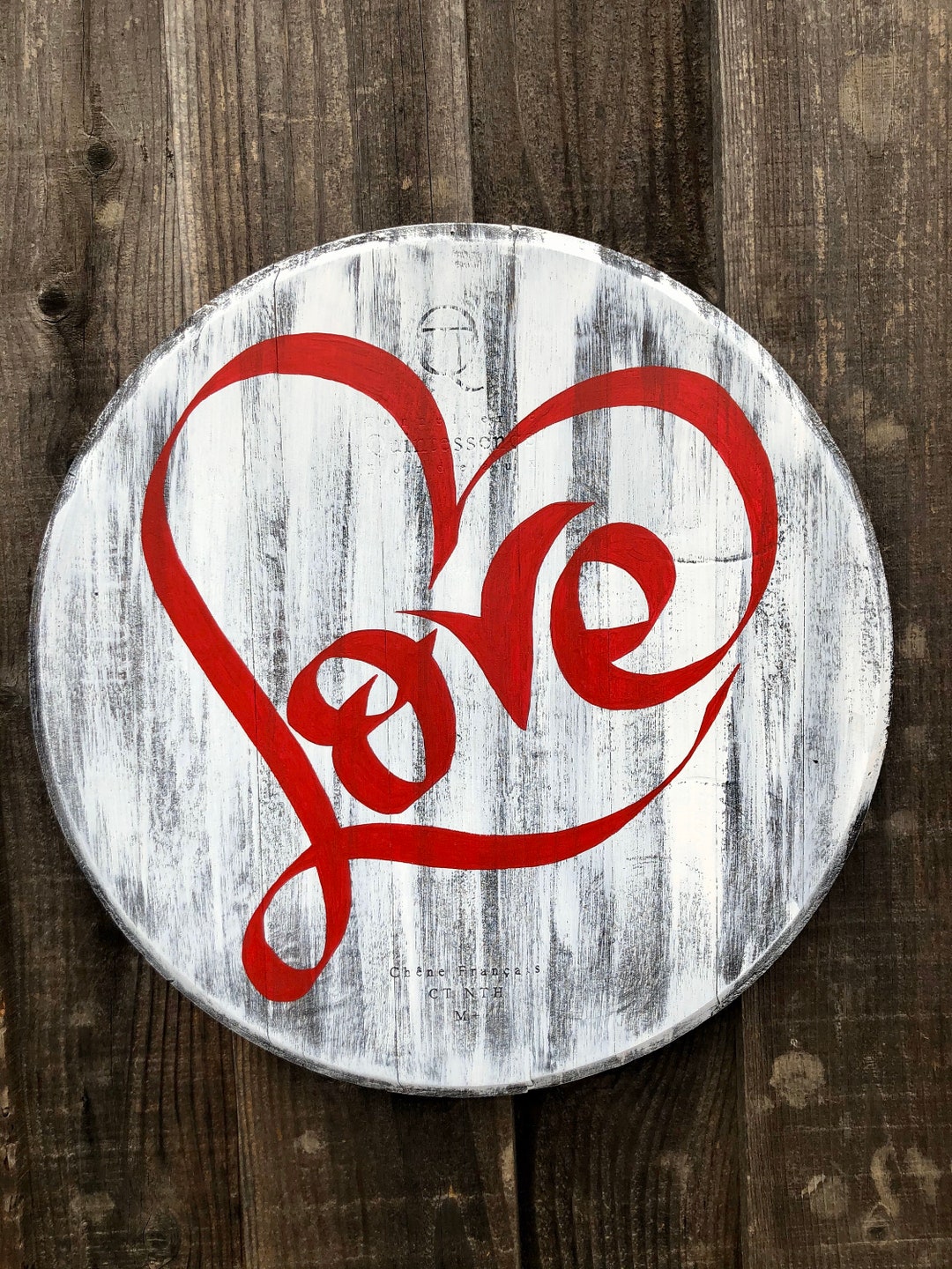 Love Wine Barrel Head - Wine Barrel Head Wall Hang - Wood Love Sign ...