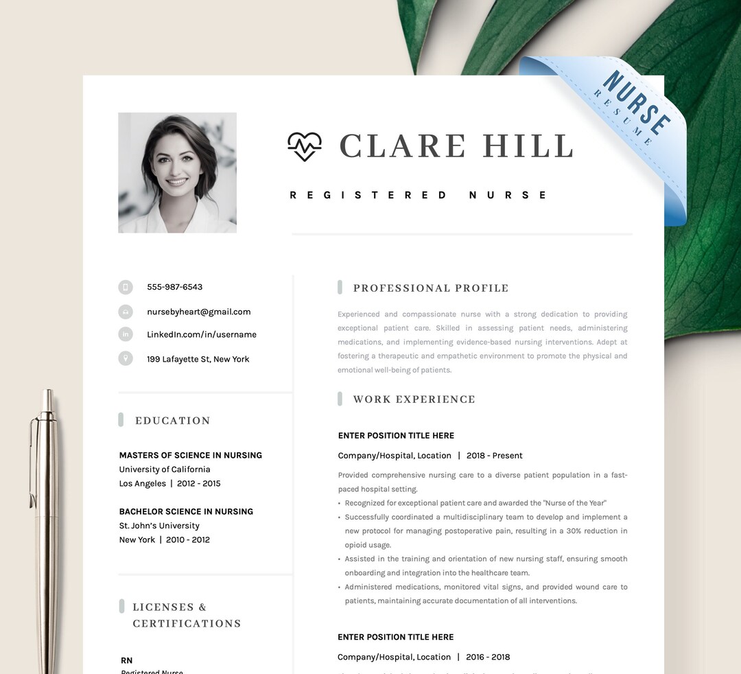 Nurse Resume Template Nursing Resume Word Pages Nursing College Student ...