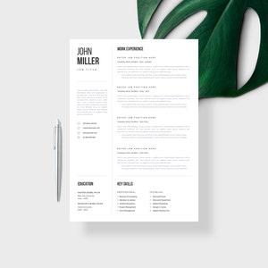 Professional Resume Template, Clean & Modern Resume Template, One Page ...