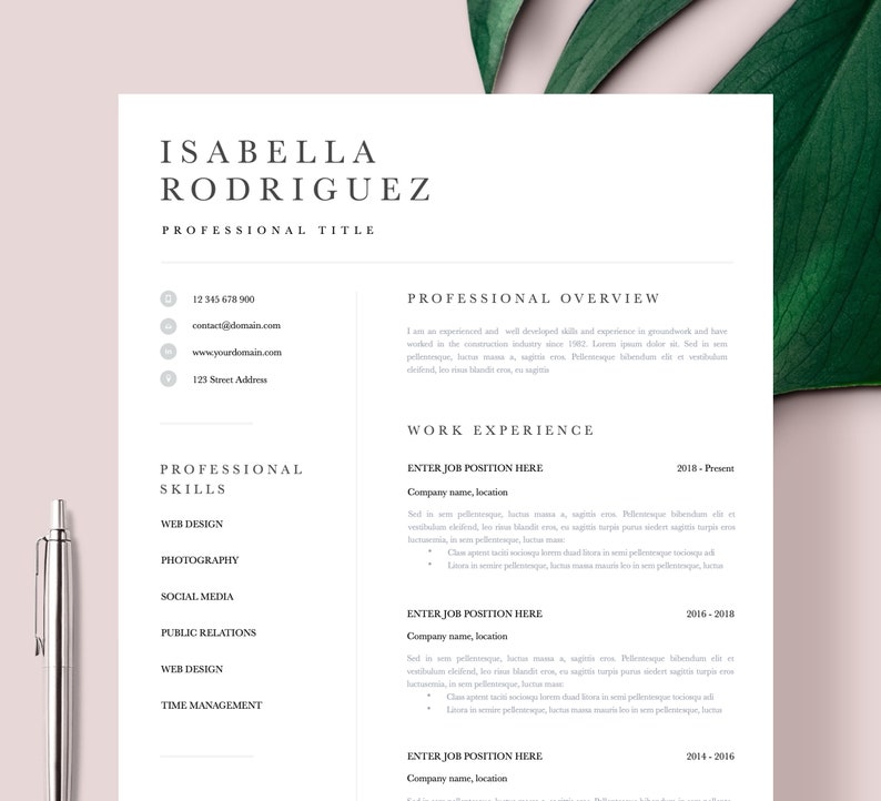 Resume Template Word, Pages, Professional Resume Template Modern 2 ...