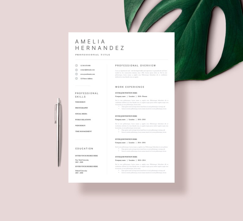 Resume Template Modern for Word, Pages, Clean Modern Resume Template ...