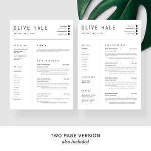 Professional Resume Template, Clean & Modern Resume Template, One Page ...
