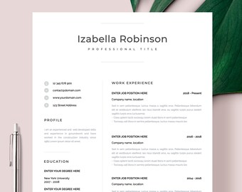 Professional Modern Resume Template for Word and Pages, Modern Resume ...